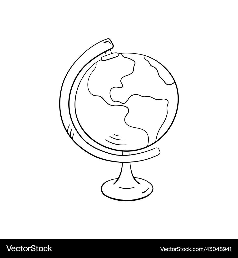 Globe earth in doodle style Royalty Free Vector Image