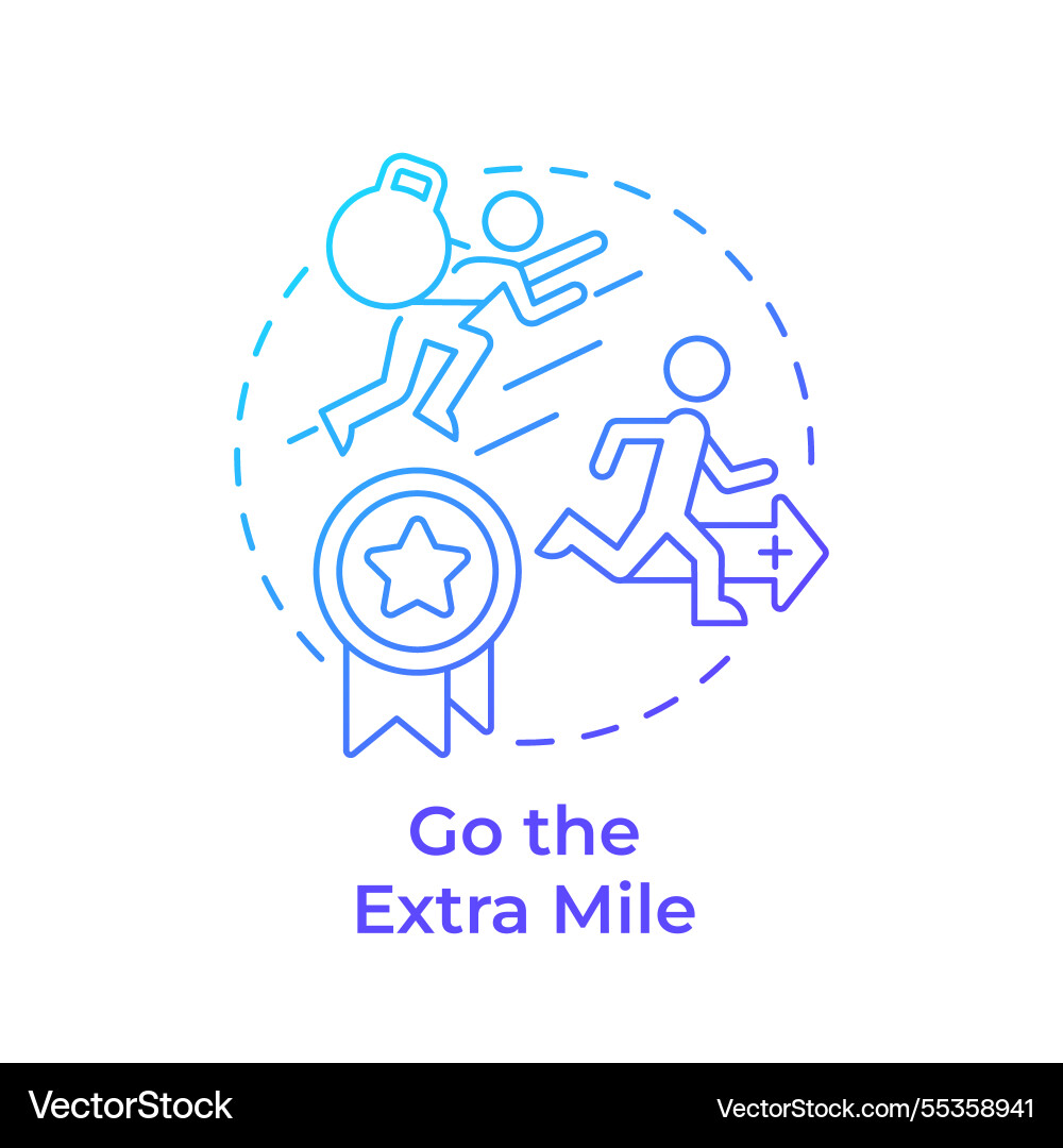 Go extra mile blue gradient concept icon Vector Image
