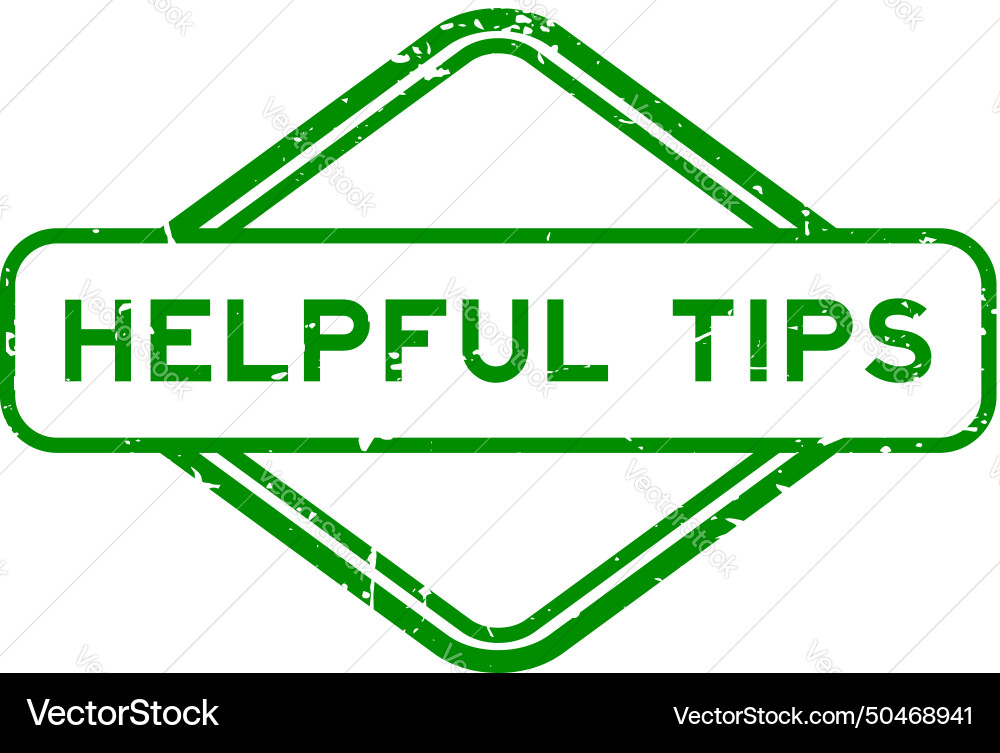 Grunge green helpful tips word rubber seal stamp Vector Image