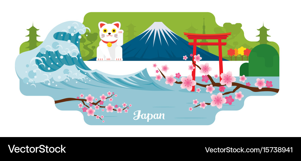 Japan travel and attraction landmarks Royalty Free Vector