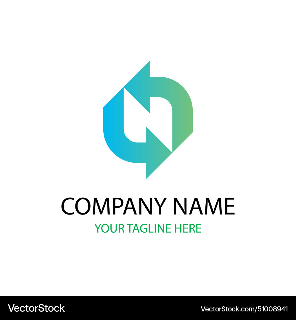 N letter arrow rotate sync recycle logo Royalty Free Vector