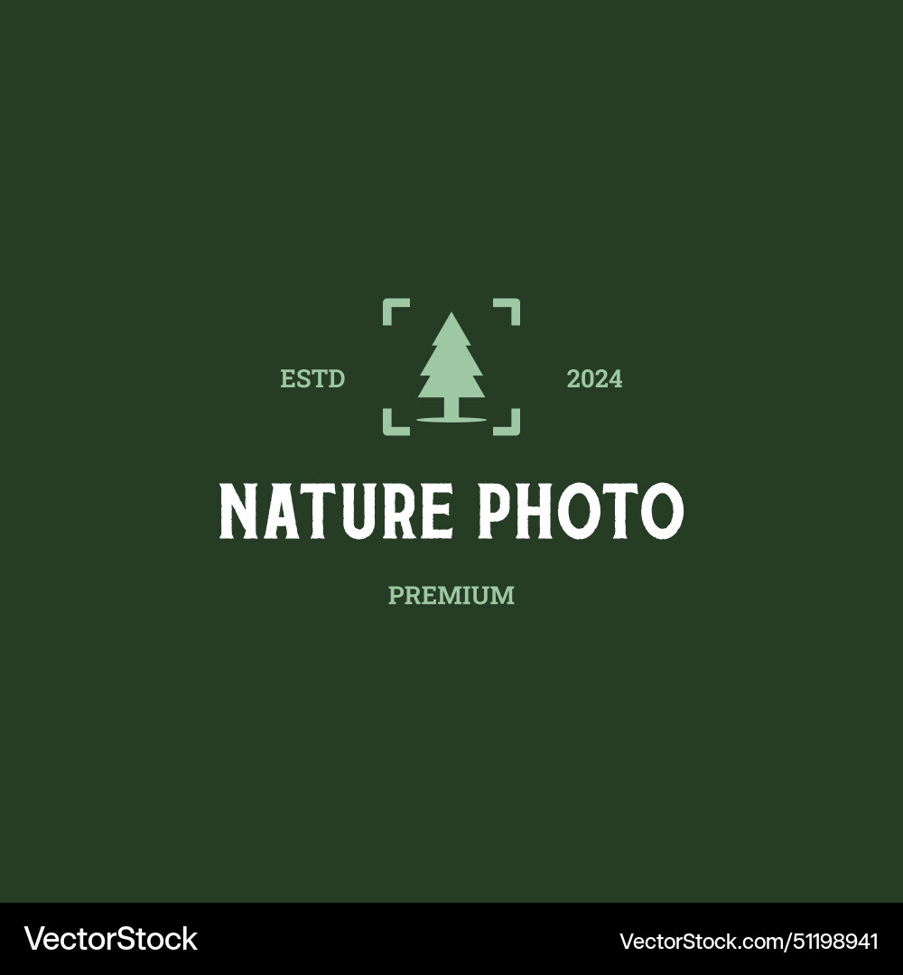 Nature photography logo pine tree capture Vector Image