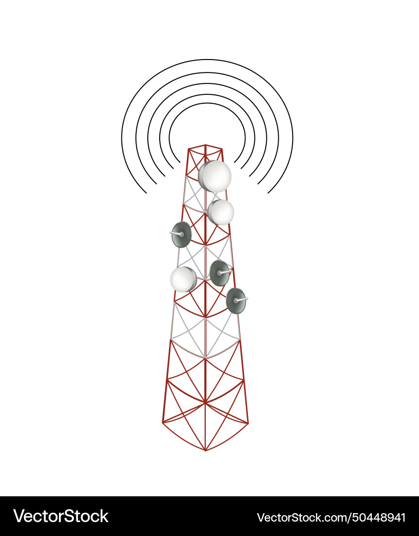 Telecommunication tower with antennas Royalty Free Vector