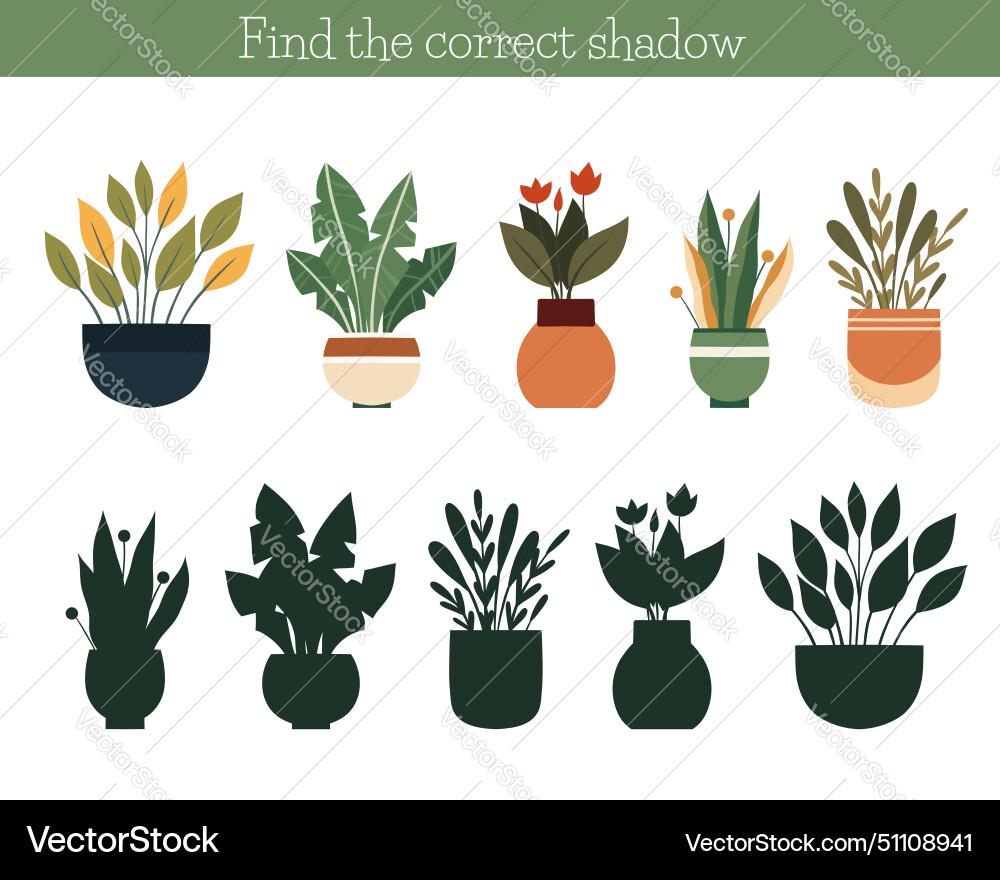 Template find the right shadows for plants Vector Image