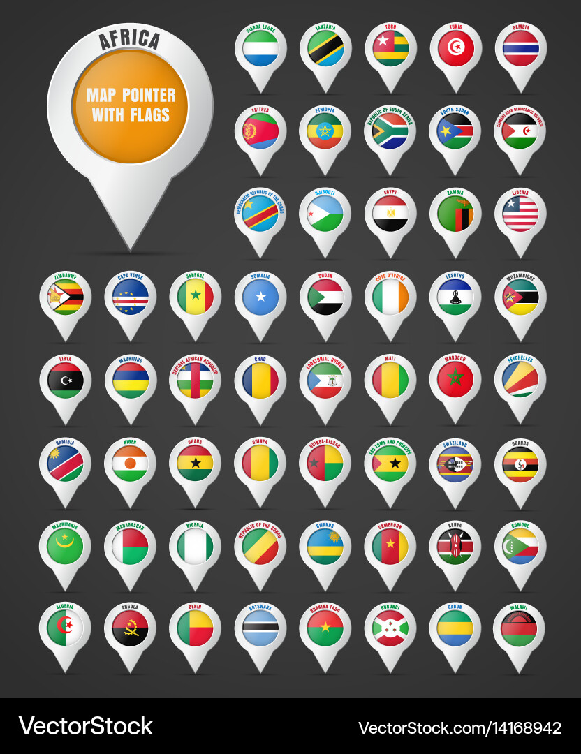 African Country Flags Map Royalty Free Vector Image