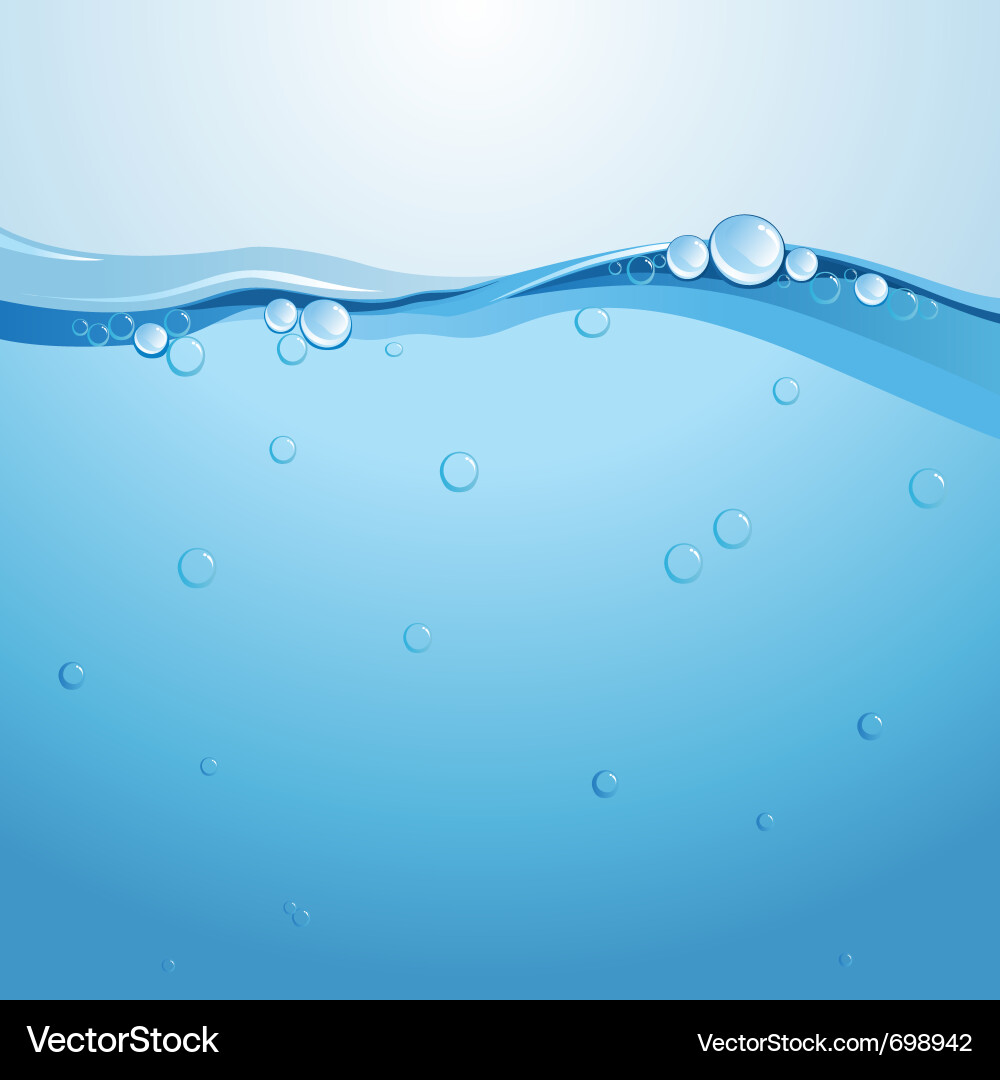 Blue storming water line with bubbles Royalty Free Vector
