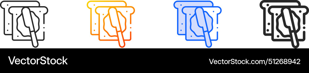 Breakfast iconthin linear gradient blue stroke Vector Image