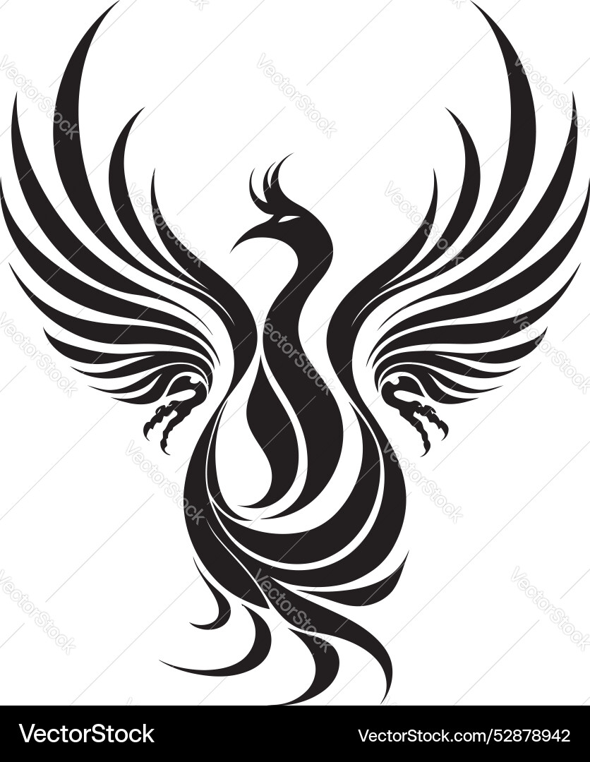 Celestial phoenix flight in the abyss art Vector Image