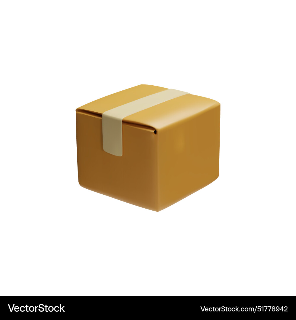 Closed cardboard box mockup 3d icon carton Vector Image