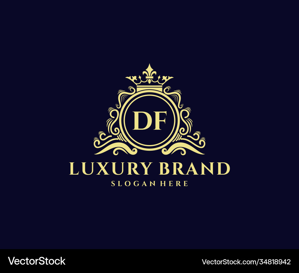 Df initial letter gold calligraphic feminine Vector Image