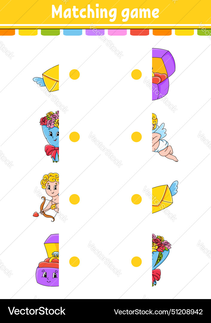 Matching game draw a line education developing Vector Image