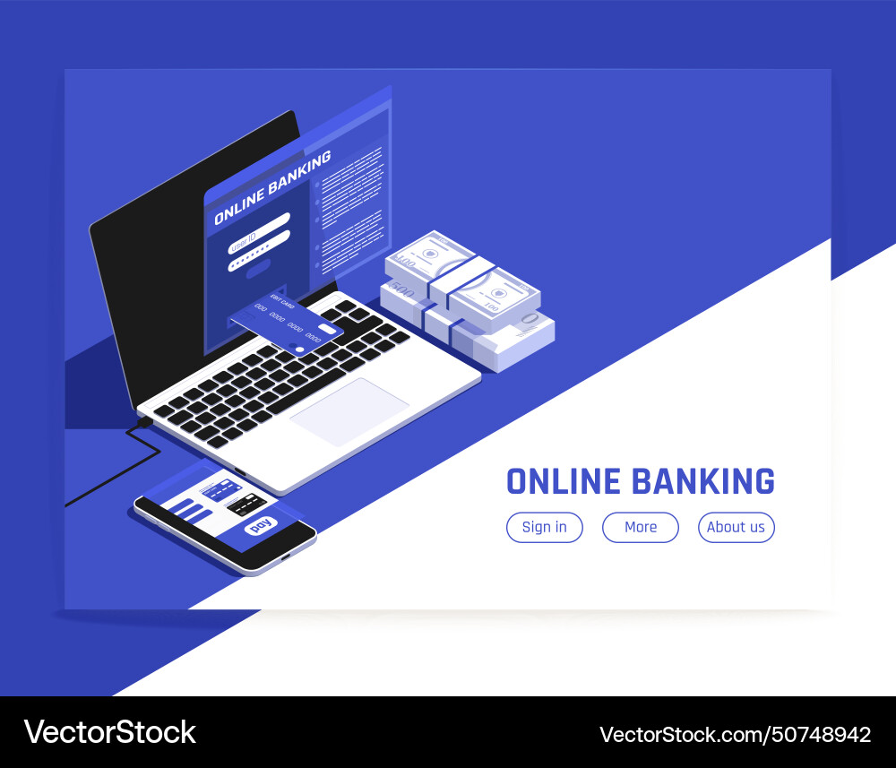 Online banking website design Royalty Free Vector Image