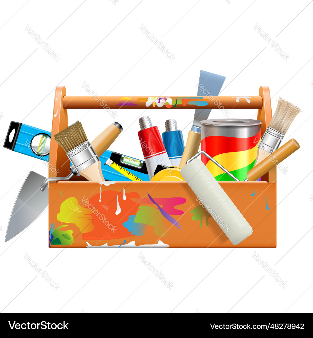 Paint toolbox Royalty Free Vector Image - VectorStock