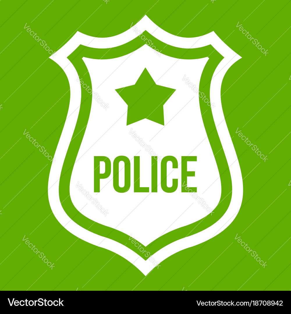 Police badge icon green Royalty Free Vector Image