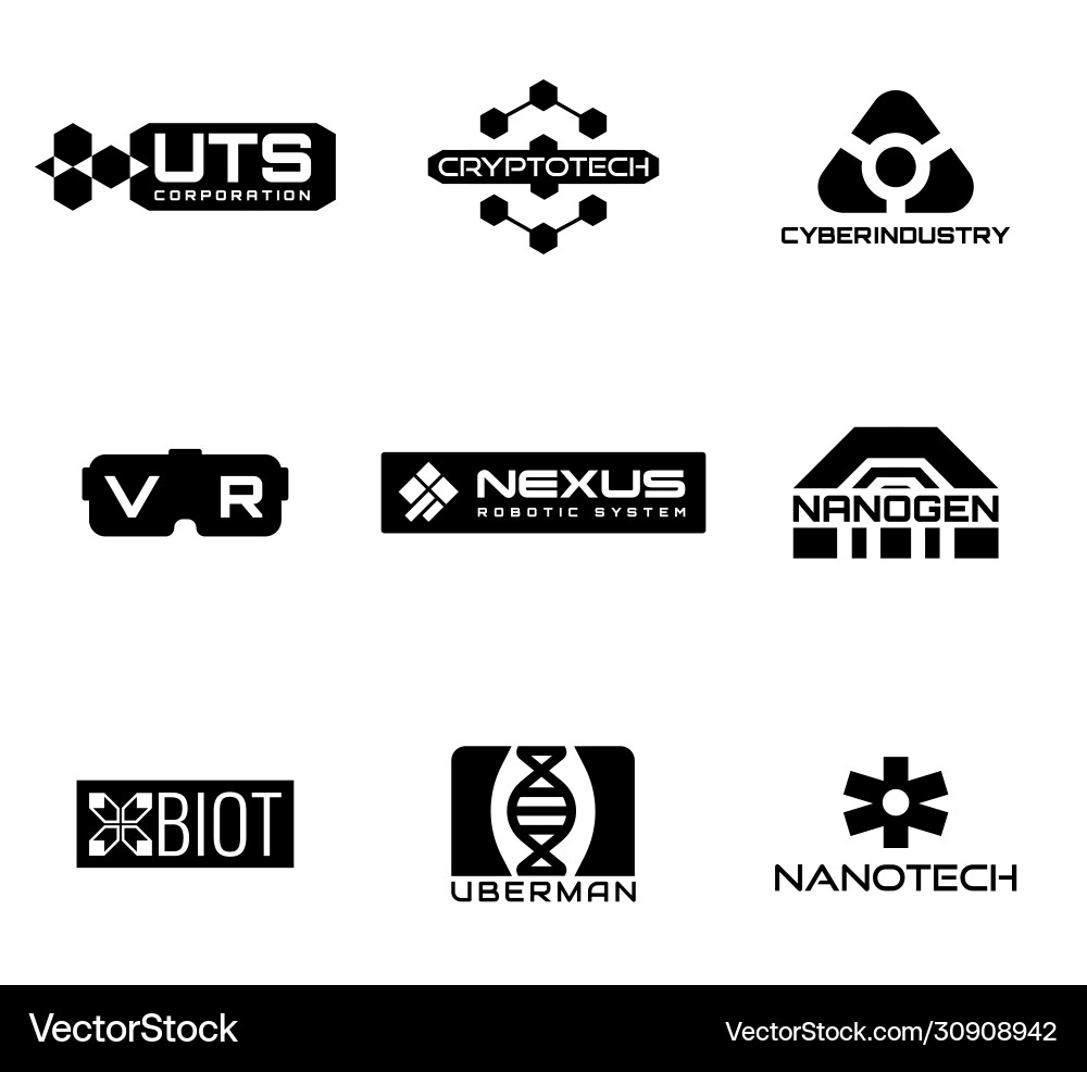 Sci-fi and cyberpunk logos Royalty Free Vector Image