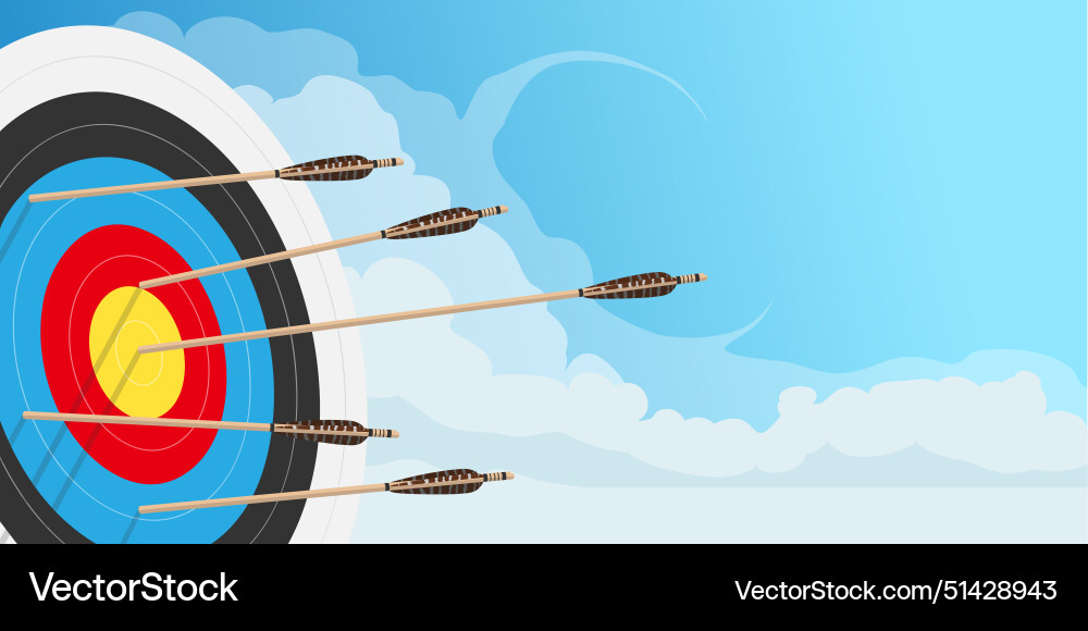 Arrows hit the target in center Royalty Free Vector Image