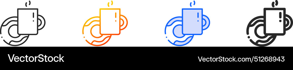 Breakfast iconthin linear gradient blue stroke Vector Image