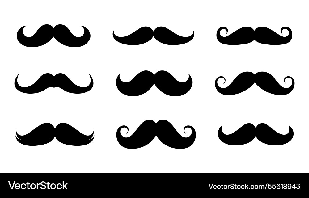 Collection of different mustache styles Royalty Free Vector