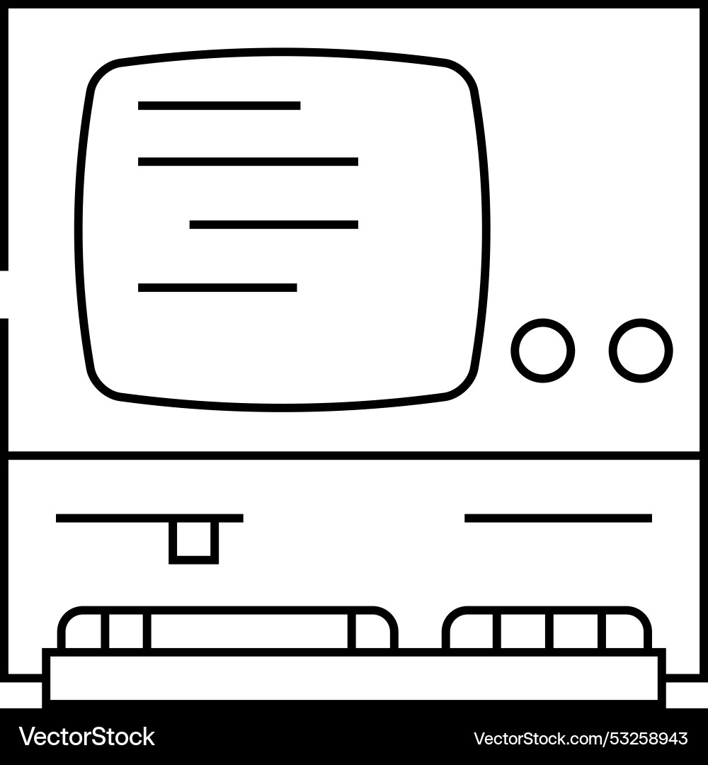 Computer pc old gadget line icon Royalty Free Vector Image