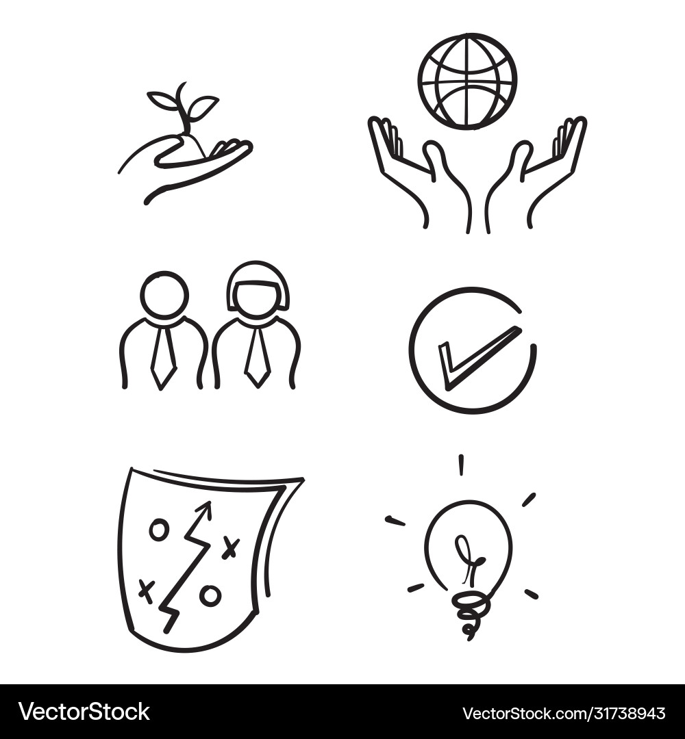 Hand drawn core values symbol doodle mission Vector Image