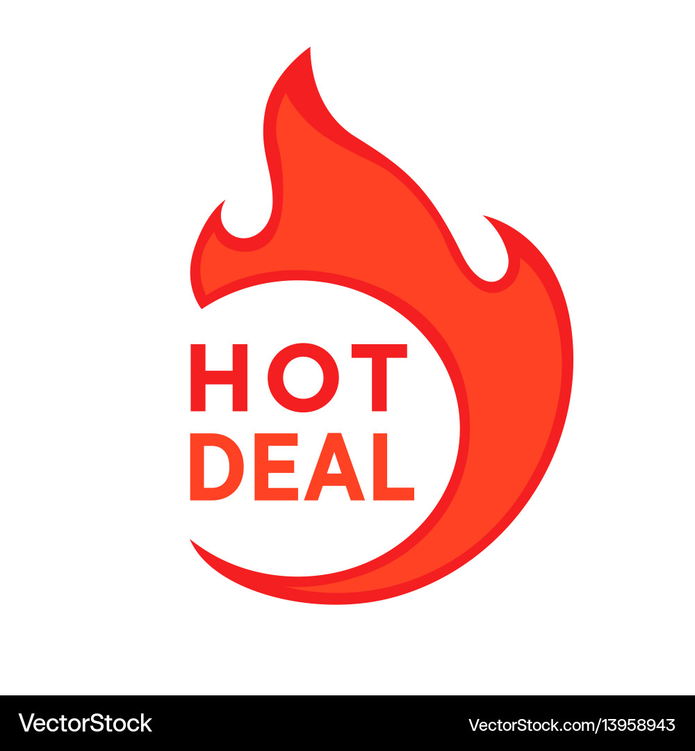Hot deal logo design with burning fire element Vector Image