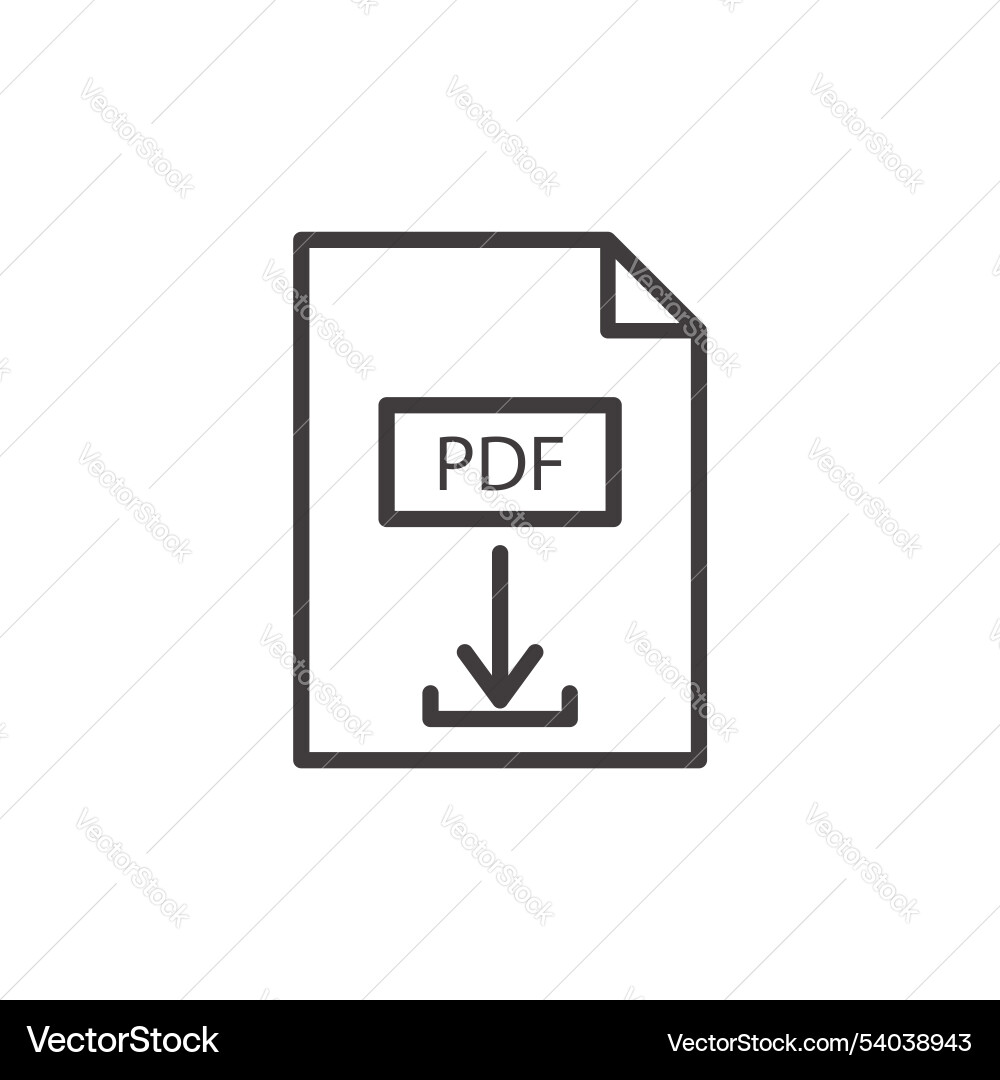 Pdf stroke icon in black Royalty Free Vector Image