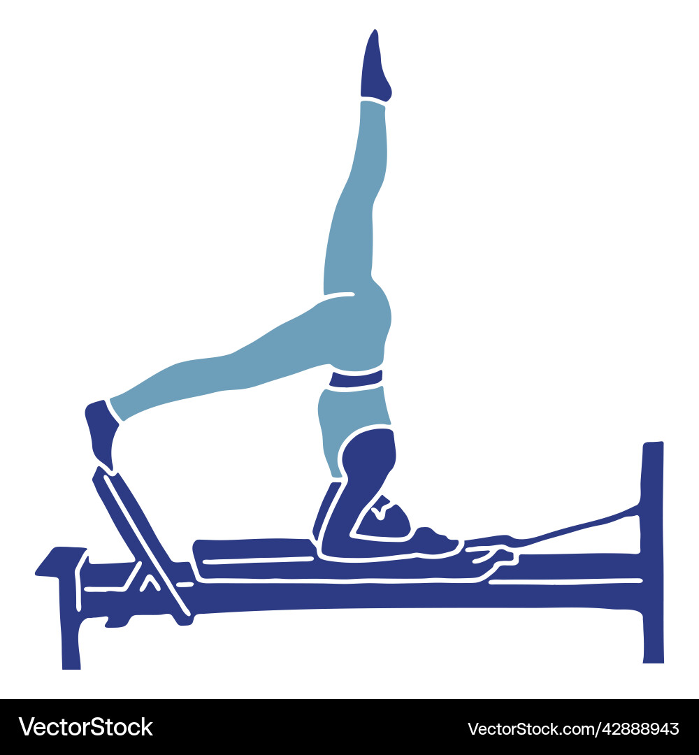 Pilates reformer head stand silhouette high Vector Image