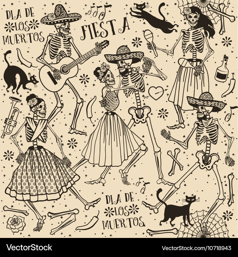 Skeleton dance Royalty Free Vector Image - VectorStock