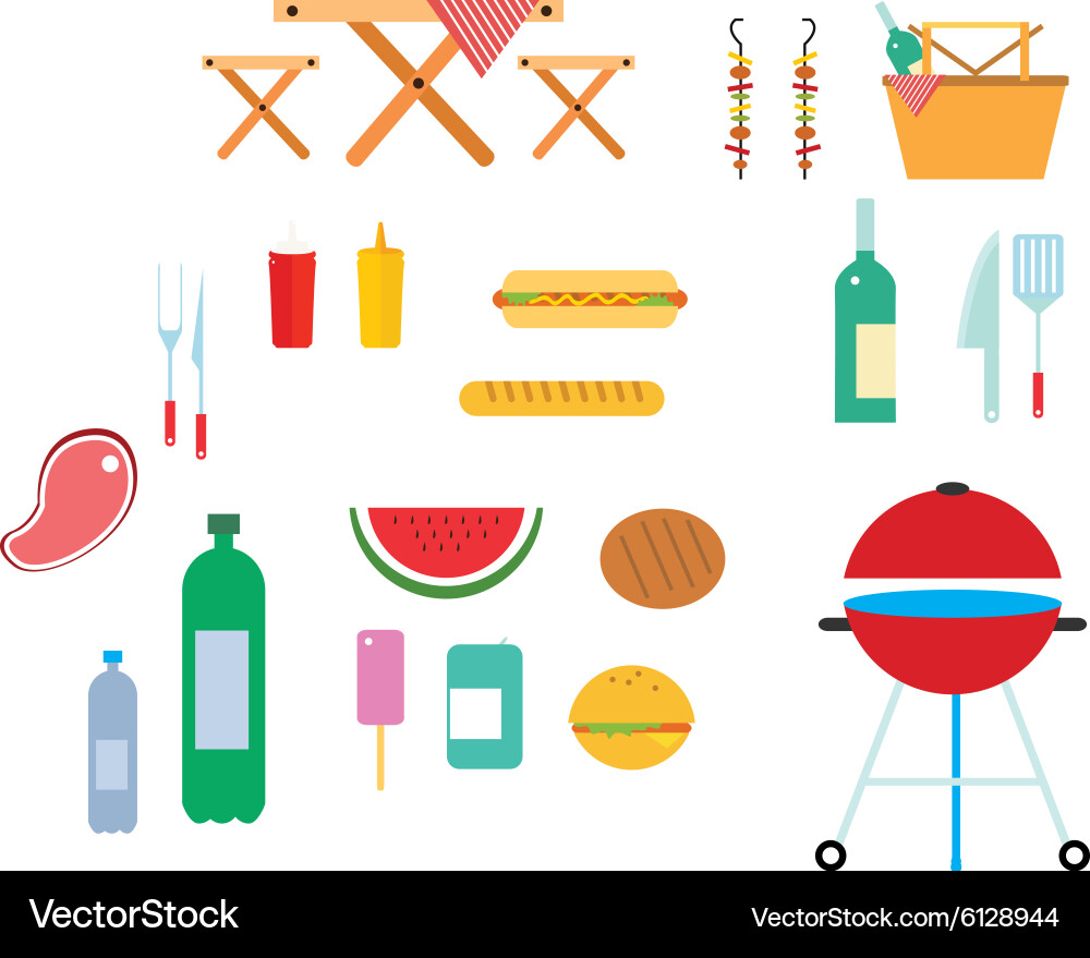 Colorful Picnic Set Royalty Free Vector Image - VectorStock