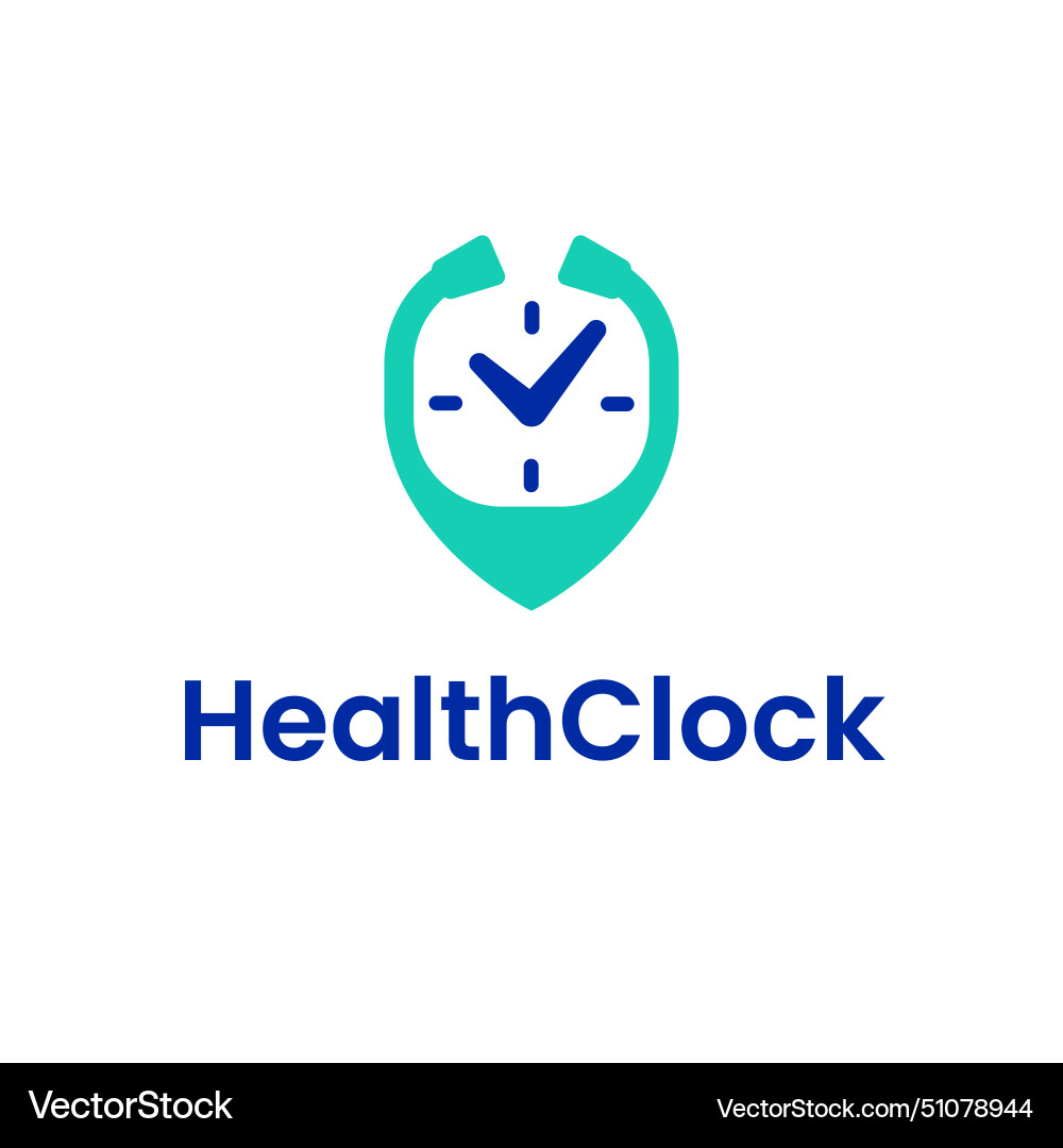 Health care time clock location map logo Vector Image