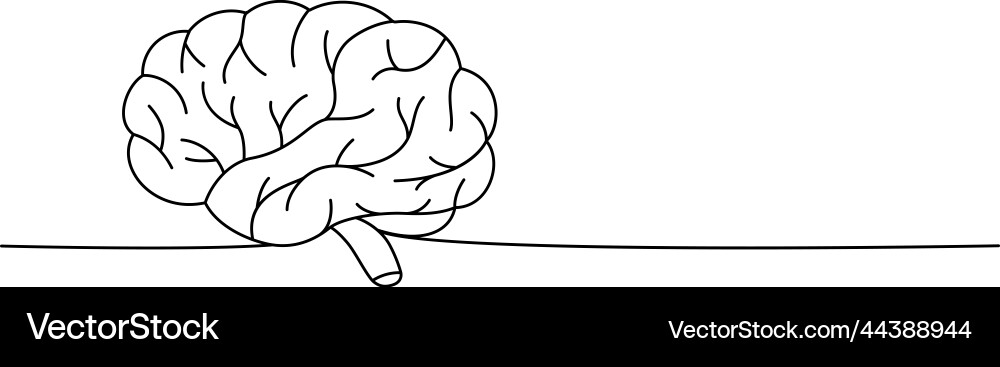 Human brain one line continuous drawing Royalty Free Vector
