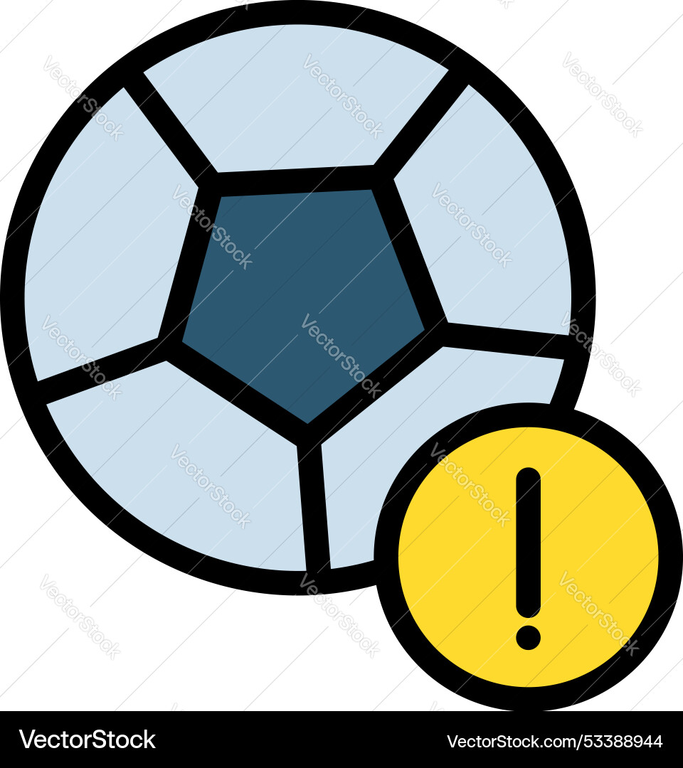 Icon flat soccer ball with warning sign Royalty Free Vector