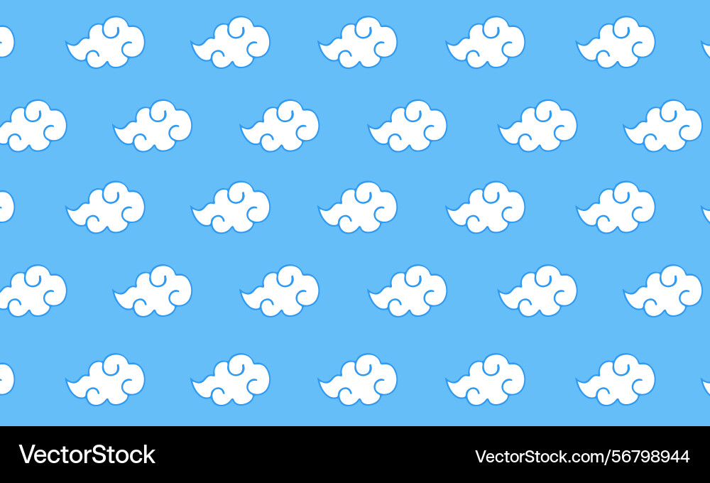 Japanese cloud pattern blue sky seamless Vector Image