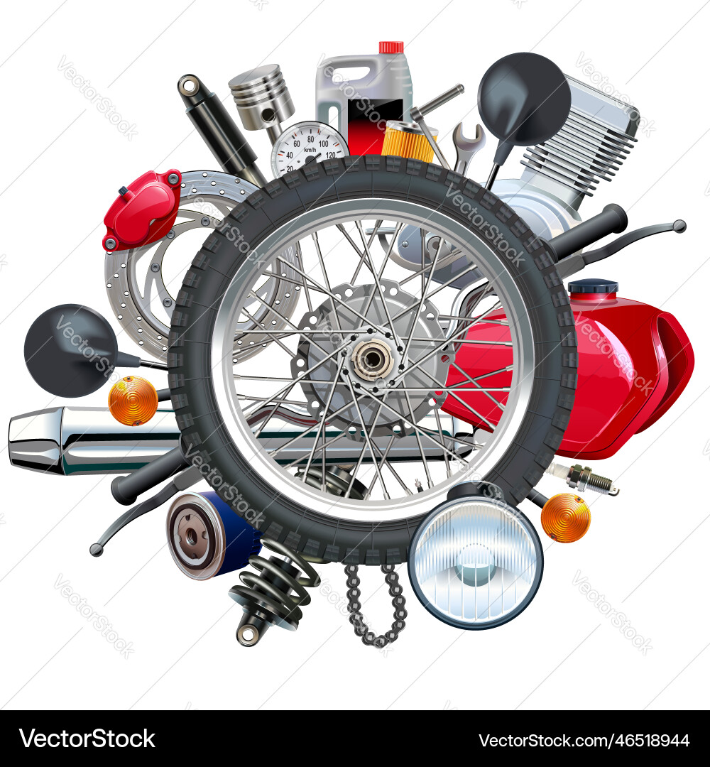 Motorcycle Spare Parts Collection Royalty Free Vector Image