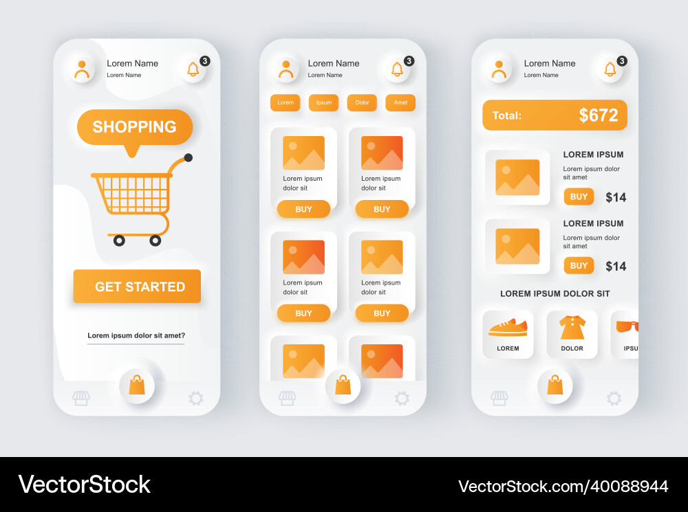 Online shopping concept neumorphic templates set Vector Image