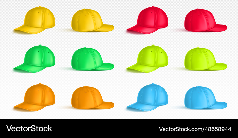 Realistic color caps front and back view Vector Image
