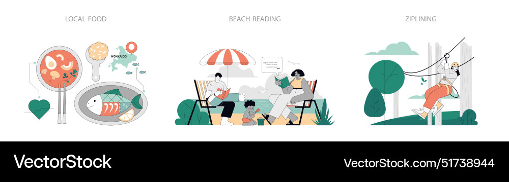 Summer activities flat Royalty Free Vector Image