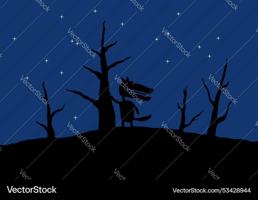 Werewolf at night Royalty Free Vector Image - VectorStock