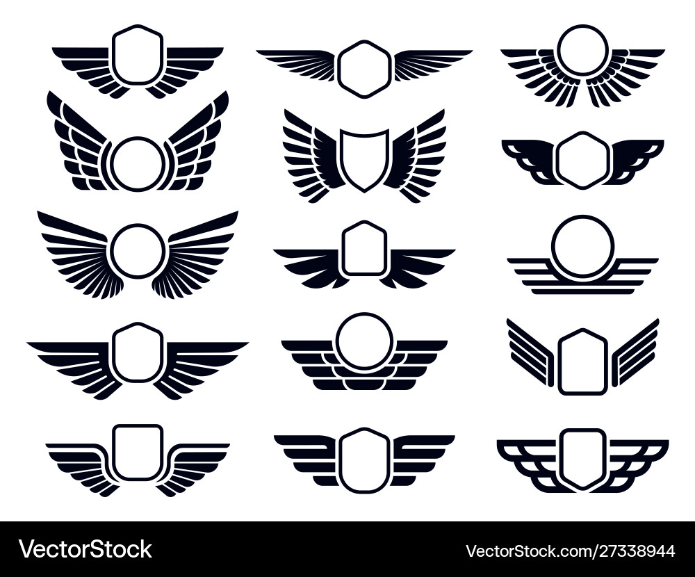 Winged frames flying bird shield emblem eagle Vector Image