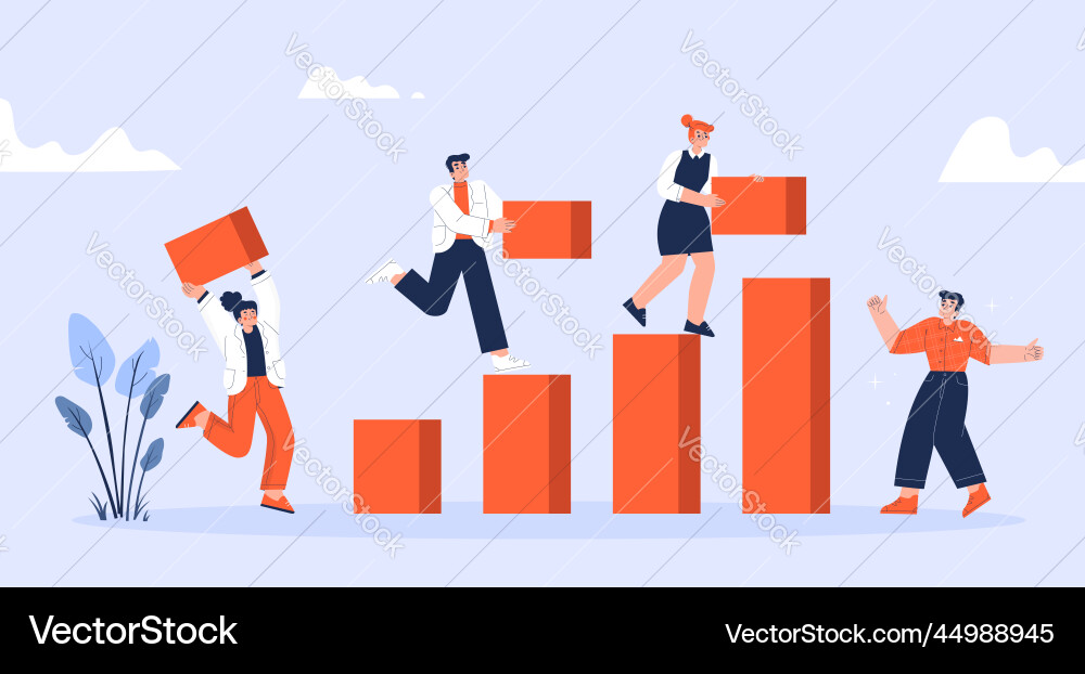 Business team work together build growth graph Vector Image