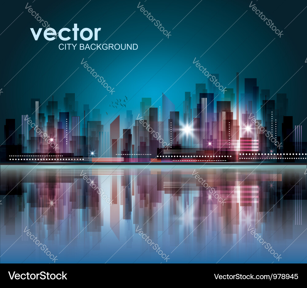 Futuristic City Nightscape Royalty Free Vector Image