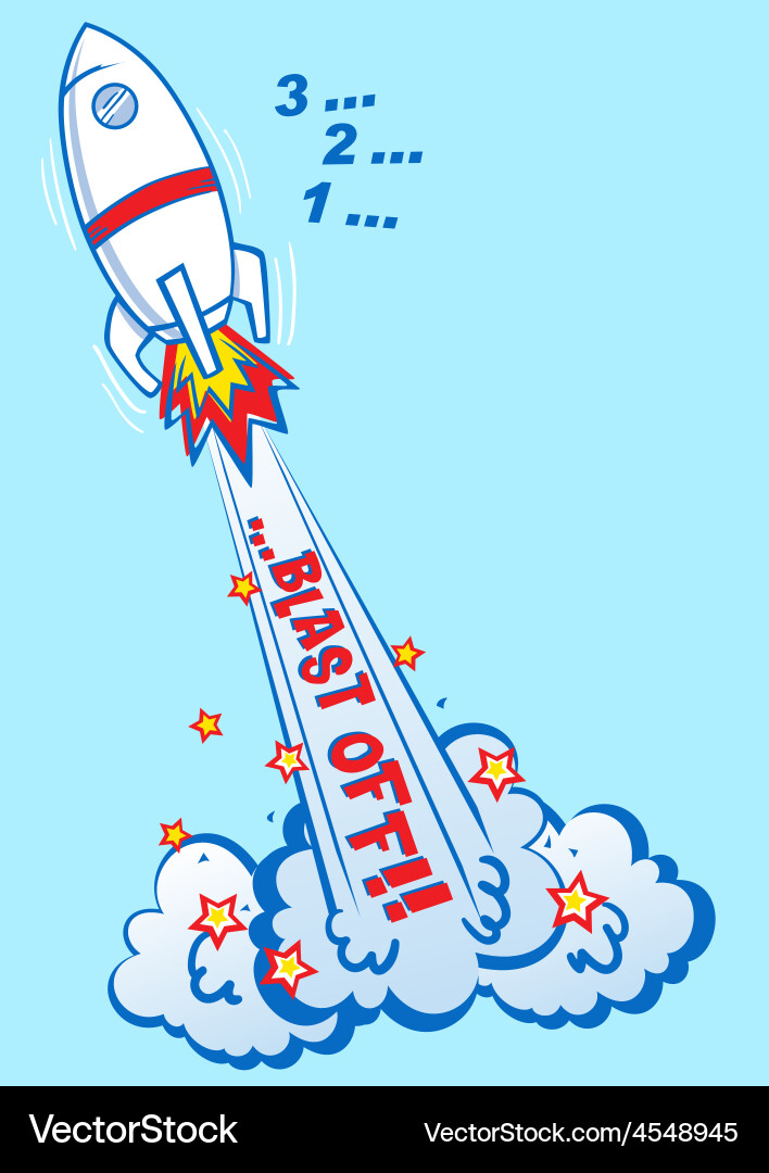 Rocket Blast Off! Royalty Free Vector Image - VectorStock