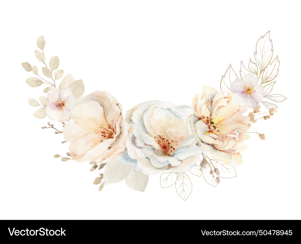 Watercolor botanical wreath with flowers Vector Image