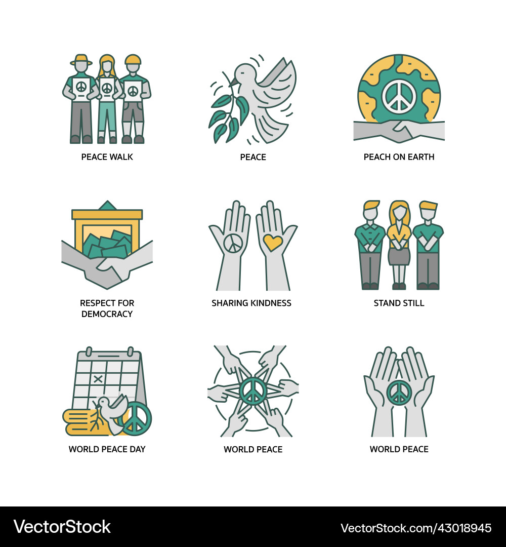World peace icon set Royalty Free Vector Image