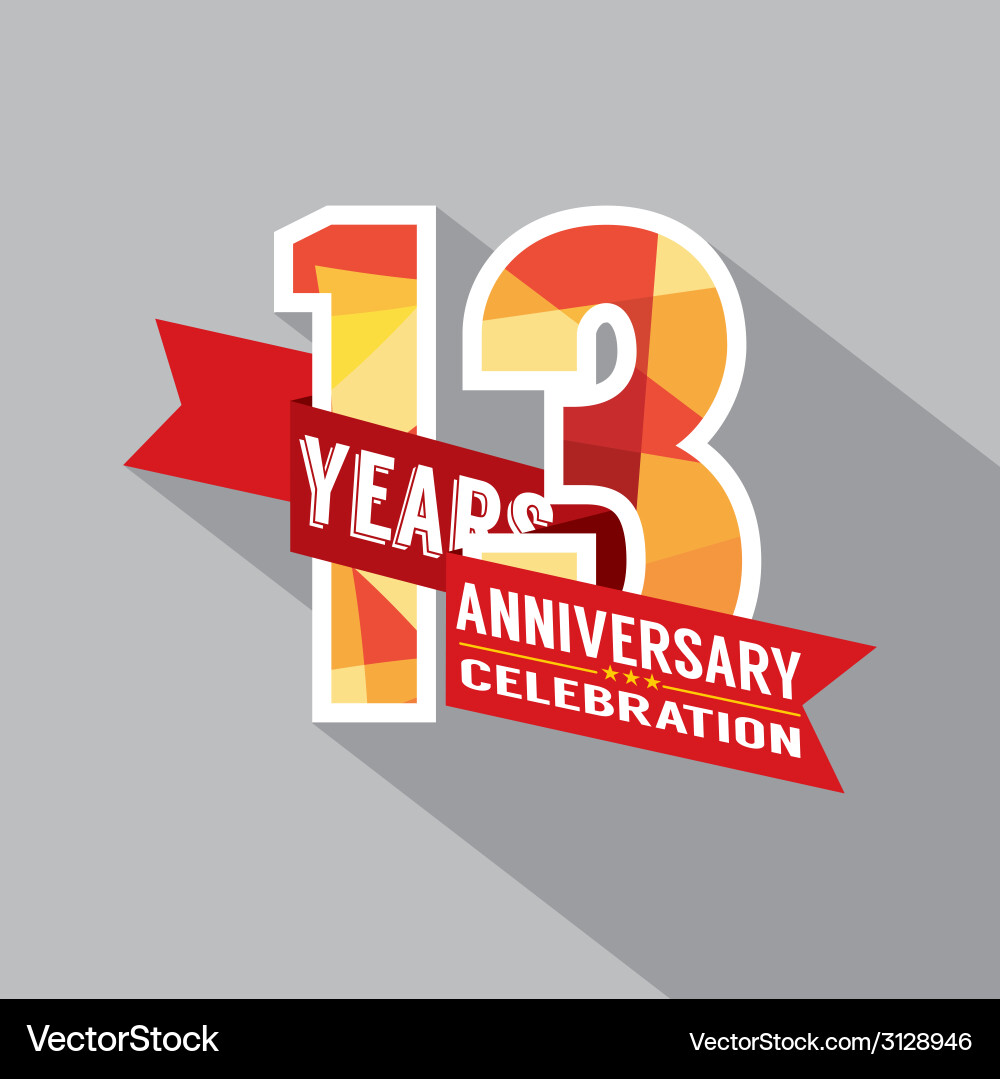 13th years anniversary celebration design Vector Image