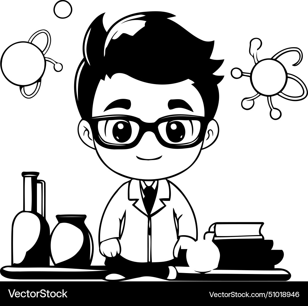 Boy student with science supplies Royalty Free Vector Image