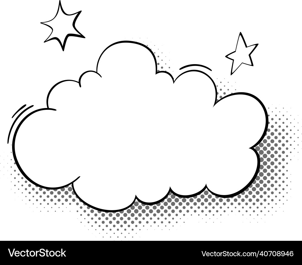 Comic cloud with halftone shadow blank thought Vector Image