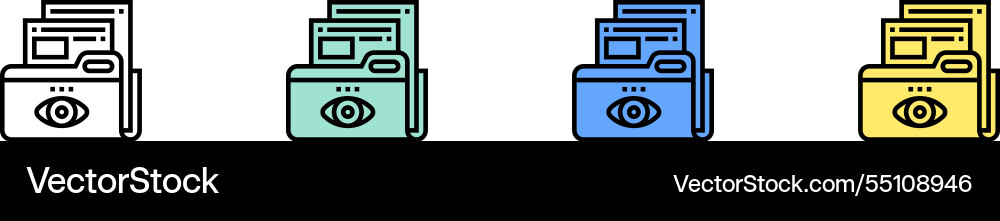 Data icon outline green blue and yellow style Vector Image