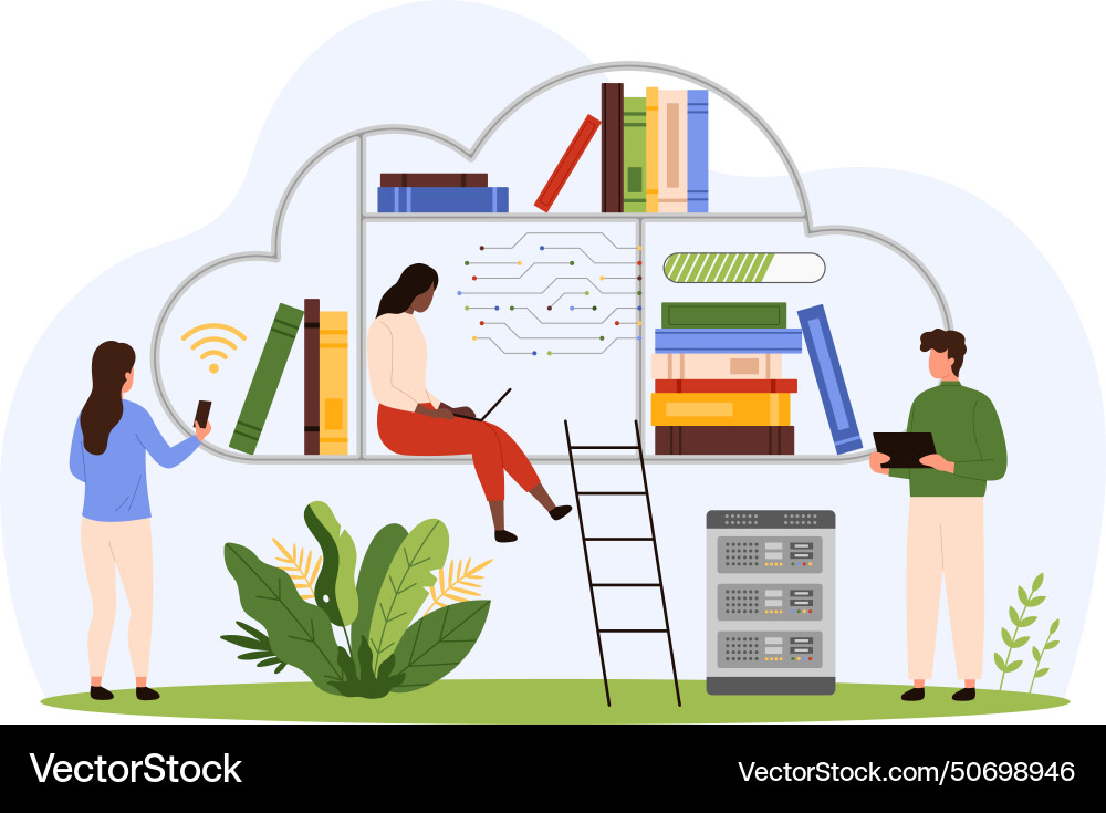 Digital library for education with ai technology Vector Image