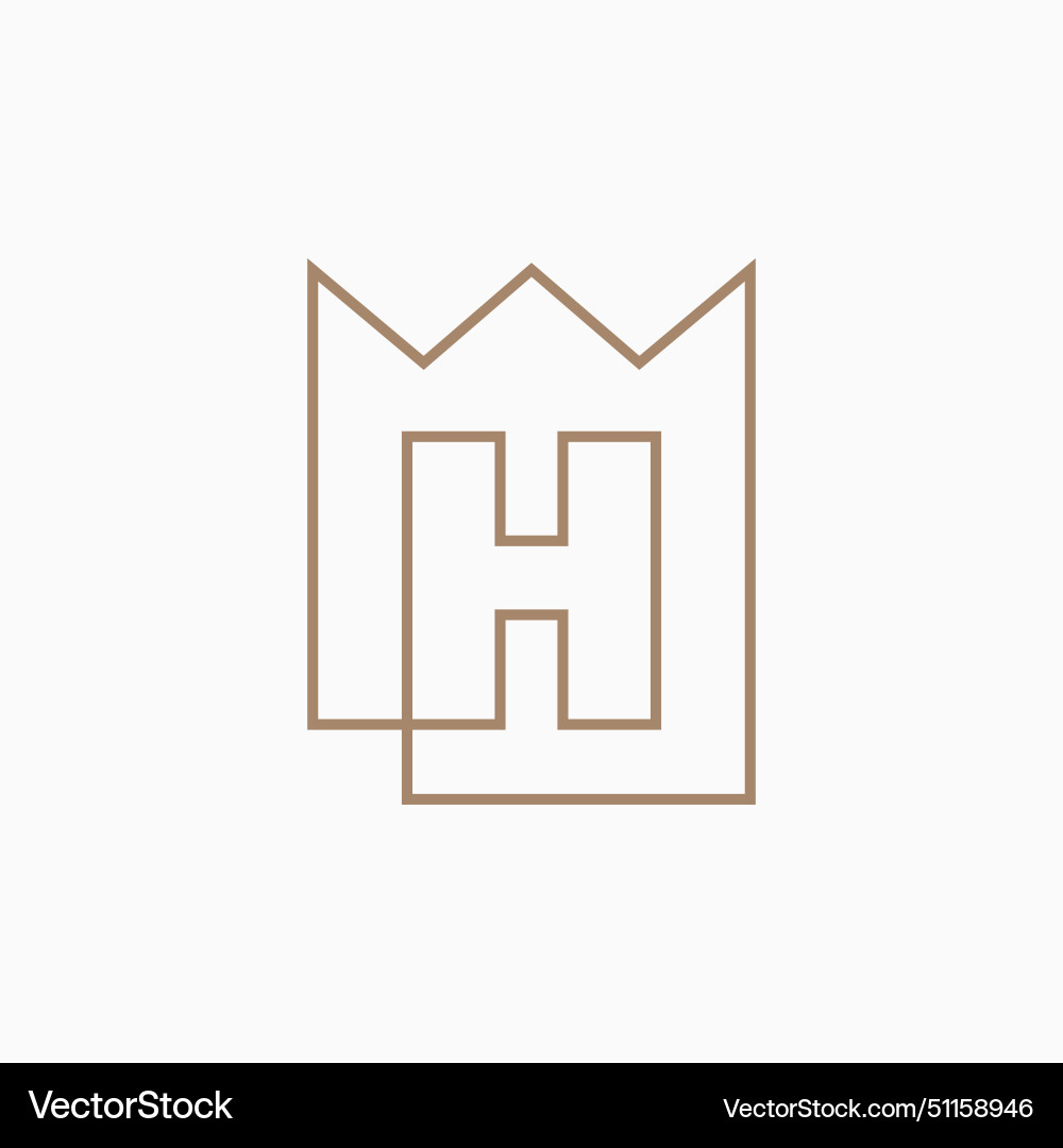 H letter king crown logo icon Royalty Free Vector Image